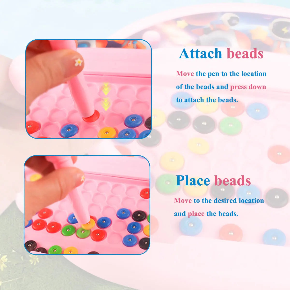 Magnetic Bead Drawing Board for Kids - Montessori Fine Motor Skills Toy ...